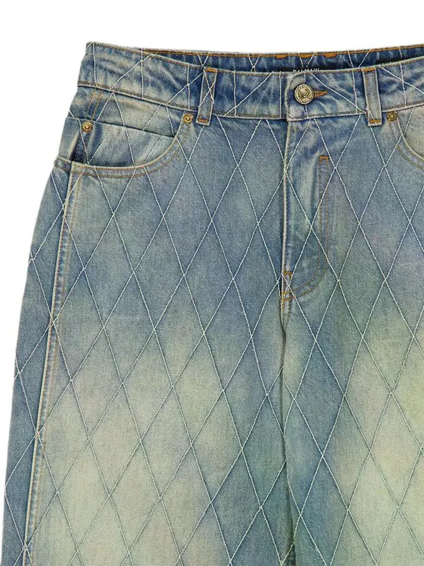 Balmain Quilted Faded Jeans