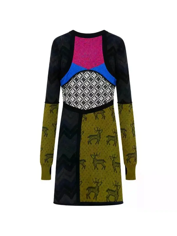 MARINE SERRE Patchwork Intarsia-knit Mini Dress