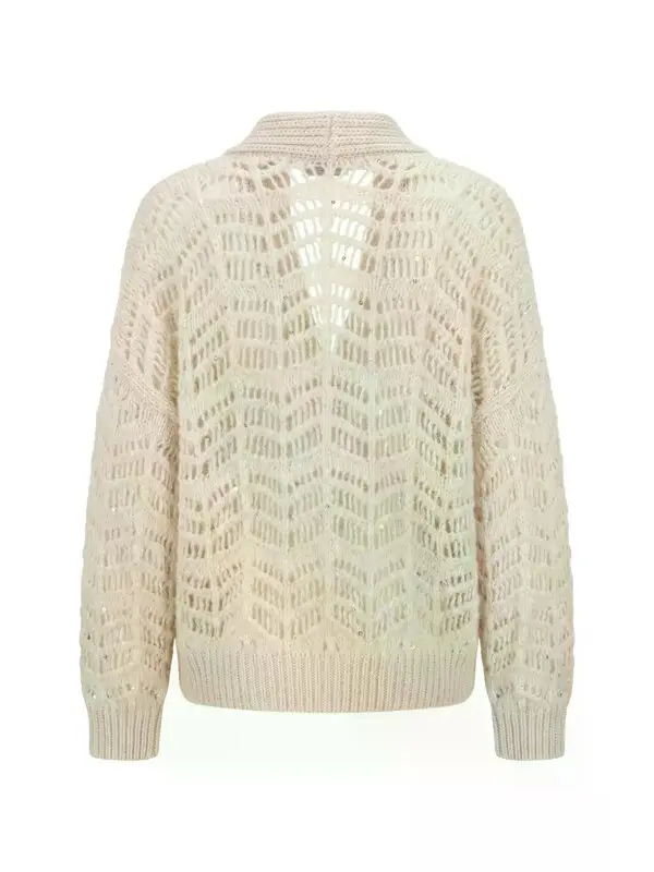 Peserico Sequin-embellished Open-knit Cardigan - White