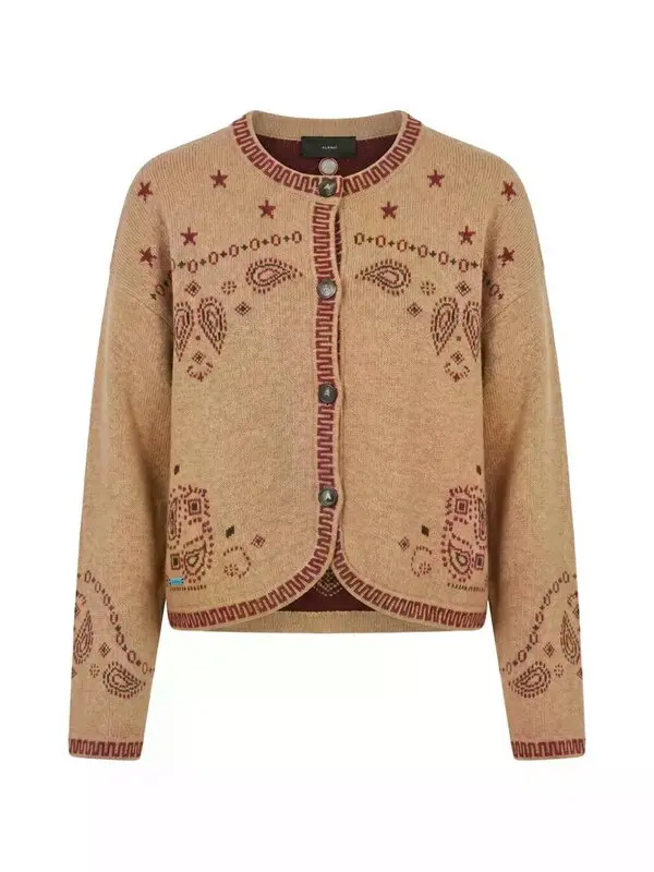Alanui Bandana Jacquard Paisley-intarsia Wool Cardigan - Neutrals