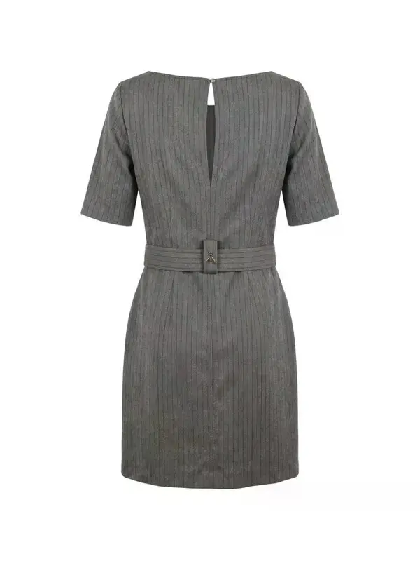 Patrizia Pepe Belted Pinstripe Dress - Grey