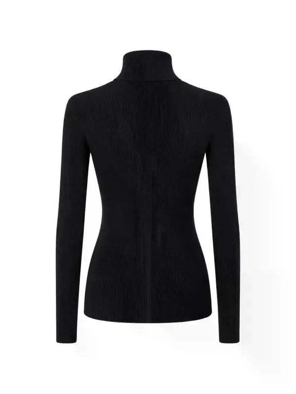 Elisabetta Franchi Logo Embroidered Ribbed-knit Roll Neck Sweater - Black