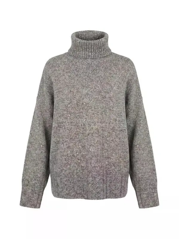 Pinko Dresda Sequin-embellished Roll-neck Sweater - Grey