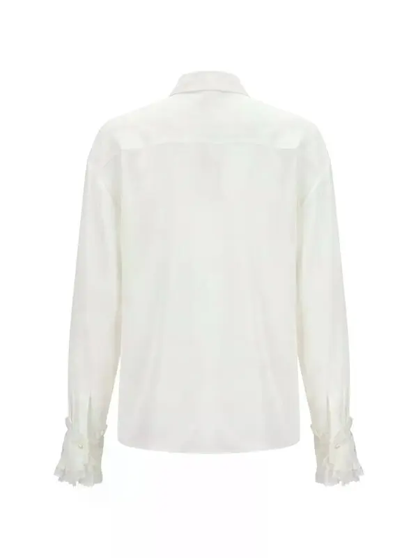 Ermanno Scervino Lace Trimmed Ruffled Silk Blouse