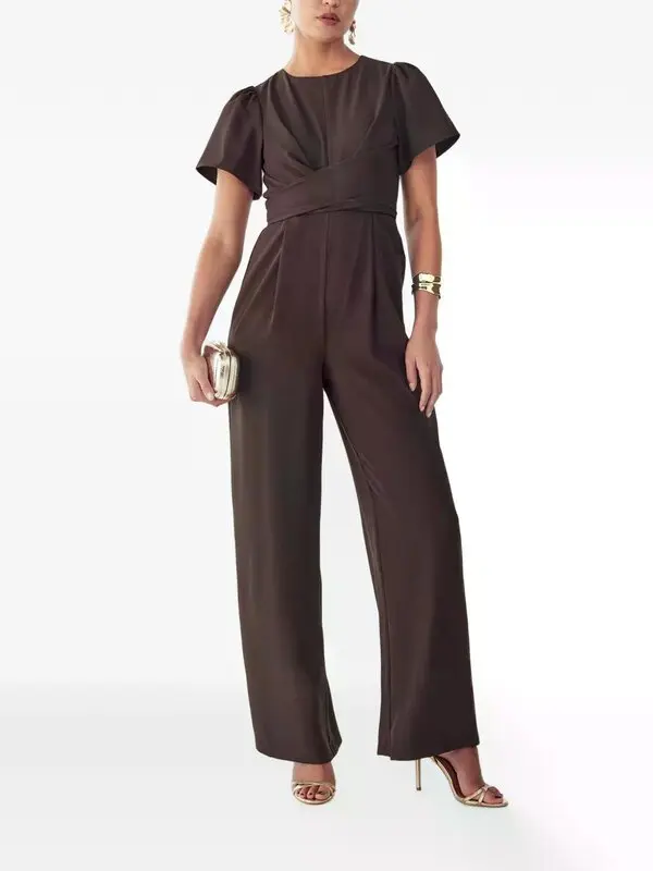 ST MRLO Twist-detail Short-sleeve Jumpsuit - Brown