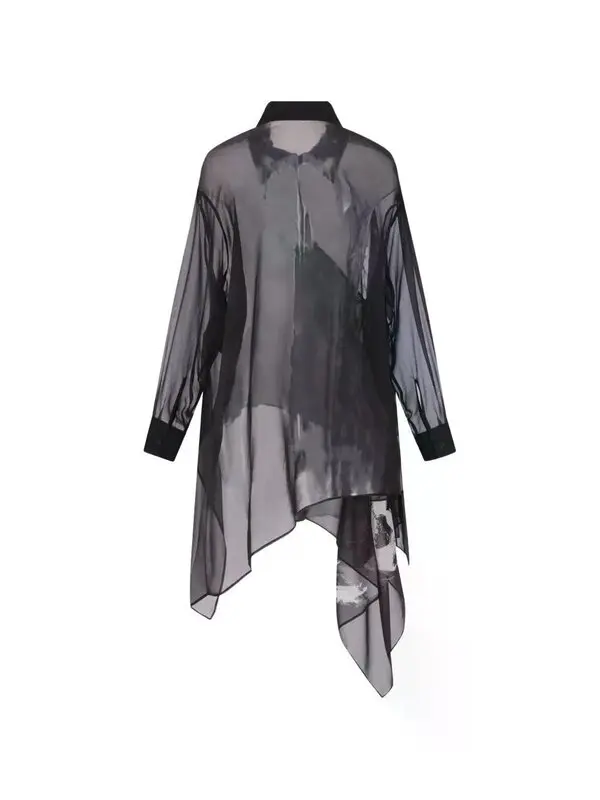 Yohji Yamamoto Asymmetric Printed Shirt - Black
