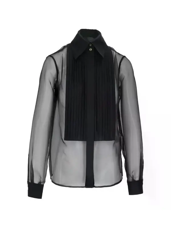 Elisabetta Franchi Pleated-bib Sheer Blouse - Black