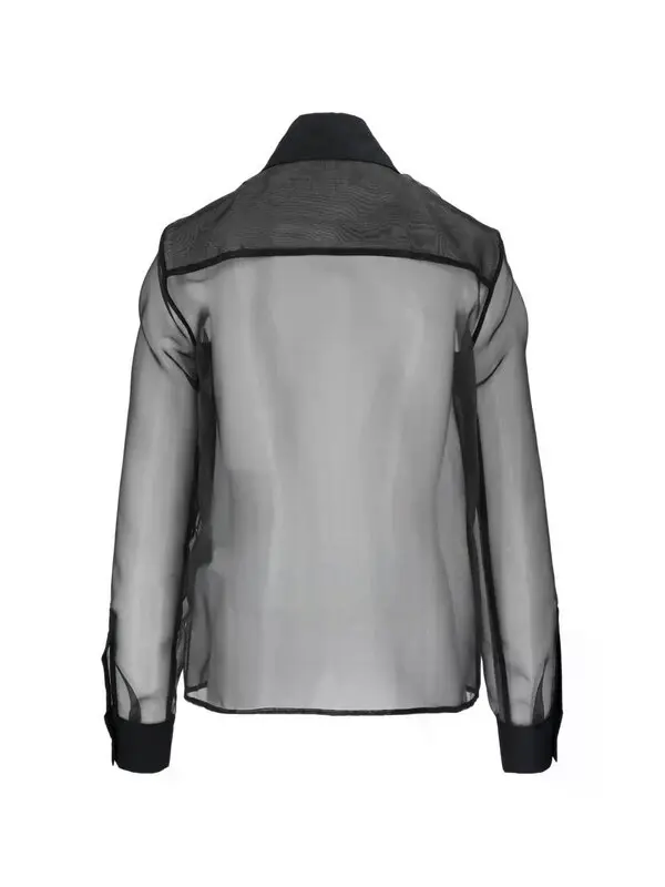 Elisabetta Franchi Sheer Pleated Bib Shirt