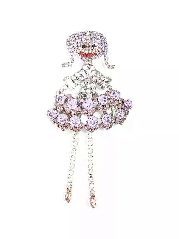 Lisa C Crystal-embellished Ballerina Brooch - Silver