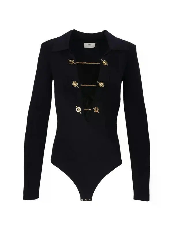 Elisabetta Franchi Chain-detail Long-sleeve Bodysuit - Black