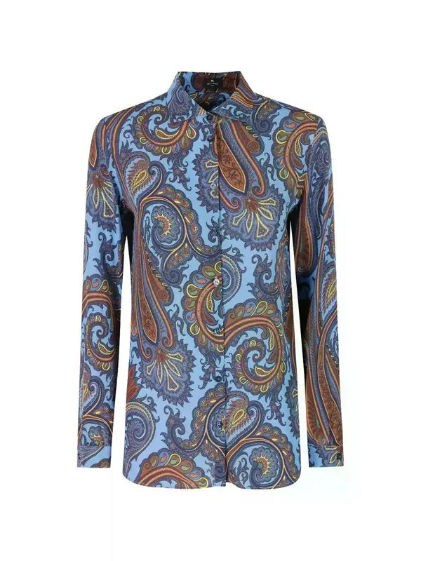 Etro Paisley-print Silk Shirt - Blue