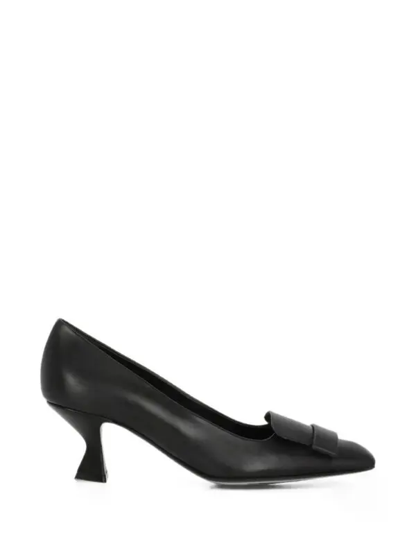 SERGIO ROSSI Plaque-detail Squared-toe Heeled Pumps - Black