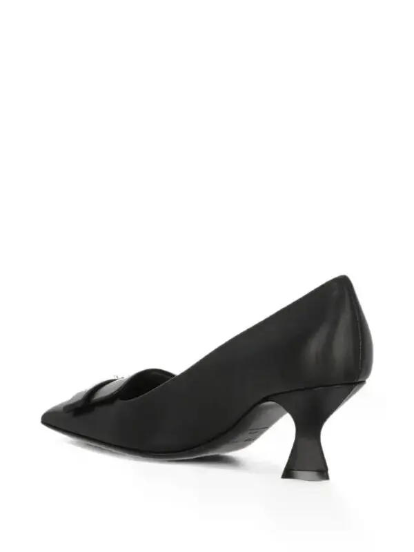 SERGIO ROSSI Leather Plaque Detail Heeled Pumps