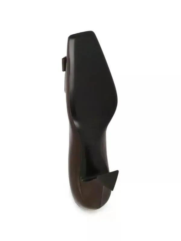 SERGIO ROSSI Leather Plaque Detail Squared Toe Pumps