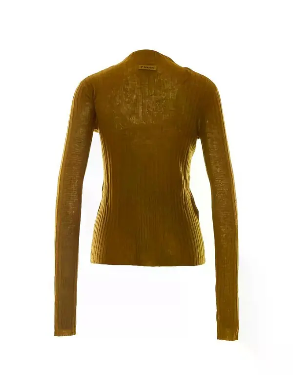 Pinko Ribbed Knit Long-sleeve Sweater With Mock Neck