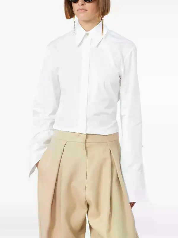 Sportmax Pointed Collar Long Sleeve Shirt - White
