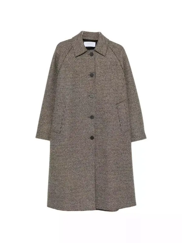 Harris Wharf London Houndstooth-pattern Single-breasted Coat - Brown