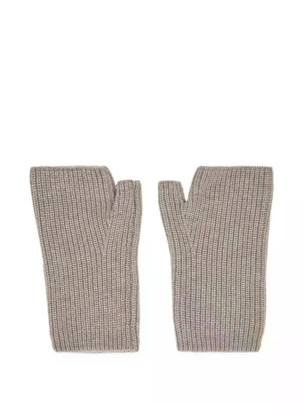 MOORER Ribbed Fingerless Gloves - Neutrals
