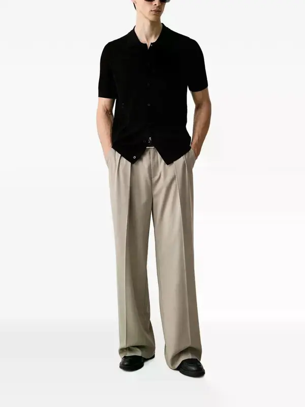 Karl Lagerfeld Perforated Button-up Polo Shirt