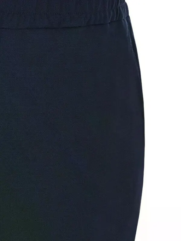 Pal Zileri Navy Drawstring Waist Tapered Trousers