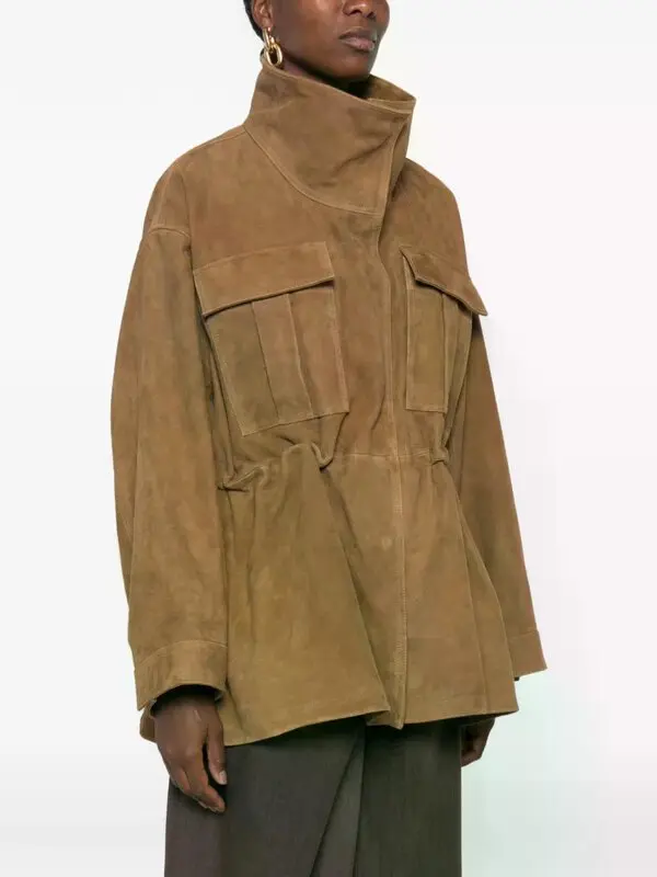 RÓHE Drawstring-waist High-neck Jacket - Brown