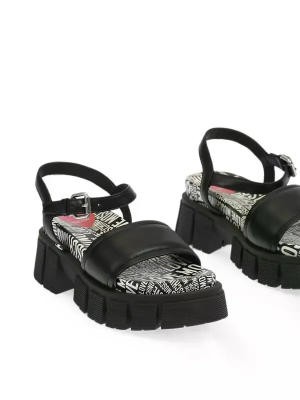 Moschino Print Leather Sandals With Buckle-fastening Ankle Strap