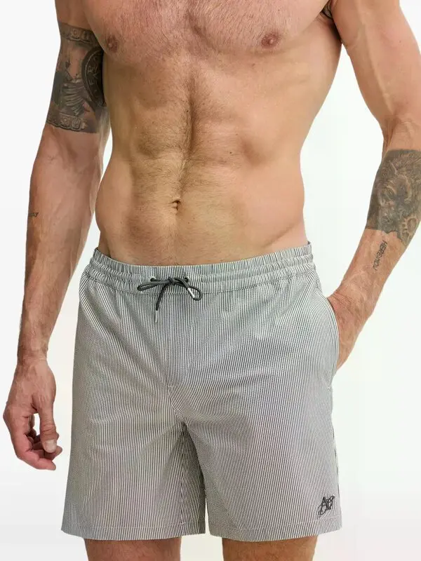 ALLSAINTS Seersucker Striped Swim Shorts - White