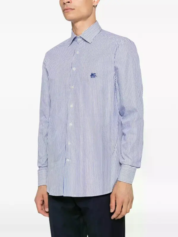 Etro Vertical-stripe Logo-embroidered Shirt