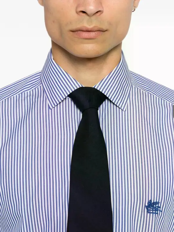 Etro Vertical-stripe Logo-embroidered Shirt