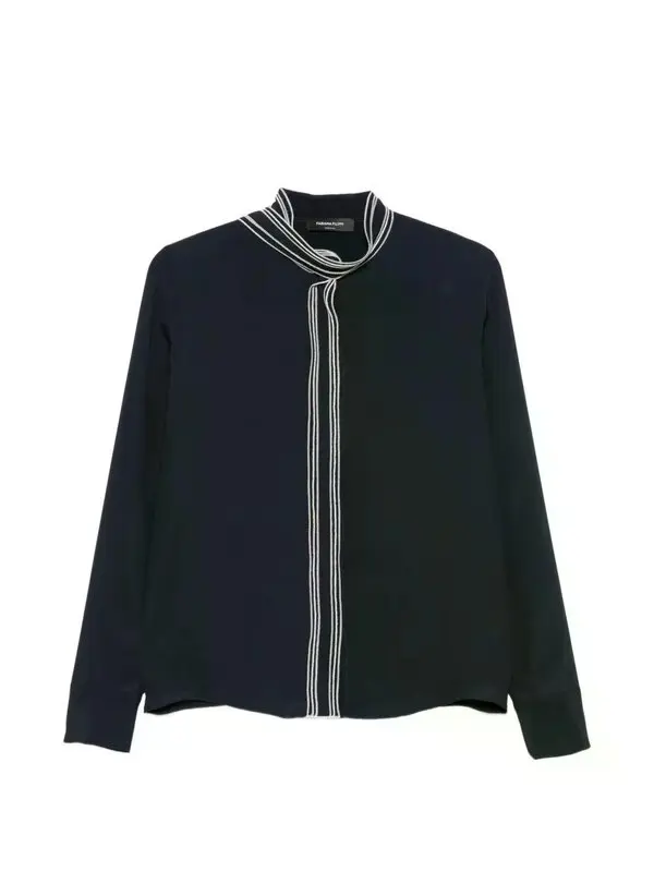 Fabiana Filippi Striped-trim Long-sleeve Shirt - Blue