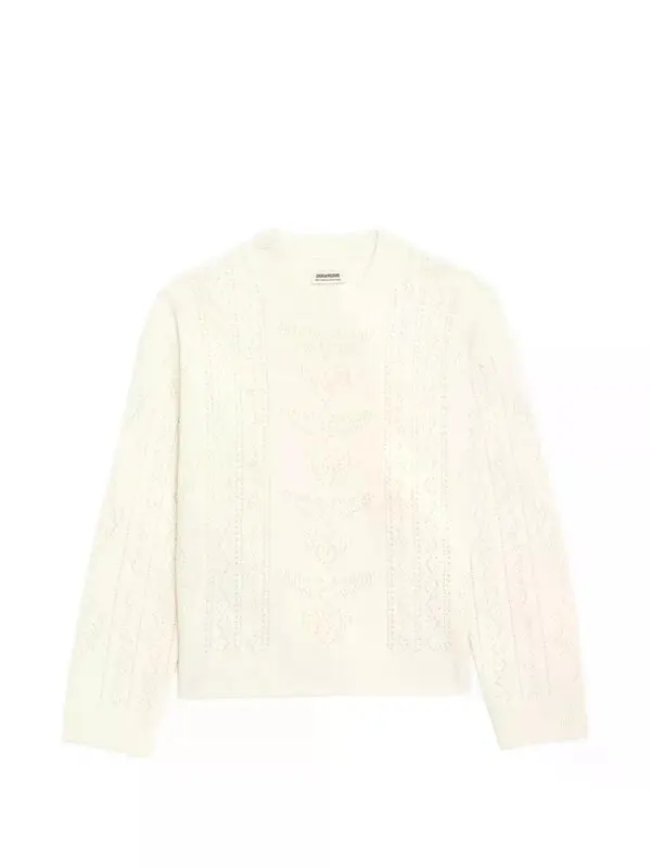Zadig&Voltaire Markuz Pointelle-knit Crew Neck Sweater - Neutrals