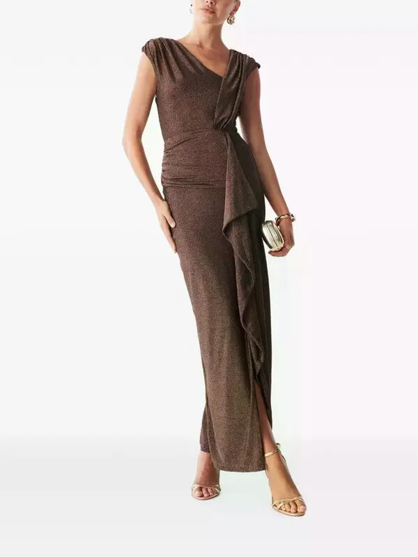 BWLDR Ruffled Embellishment Maxi Dress - Brown