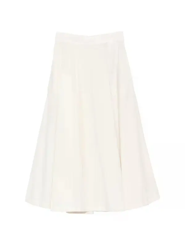 WHITE SAND Pleated A-line Midi Skirt - White