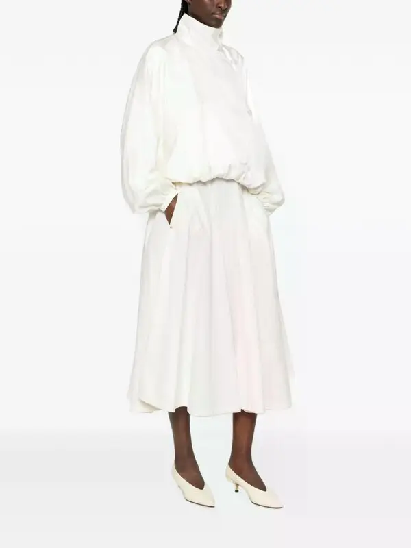 WHITE SAND Pleated A-line Midi Skirt