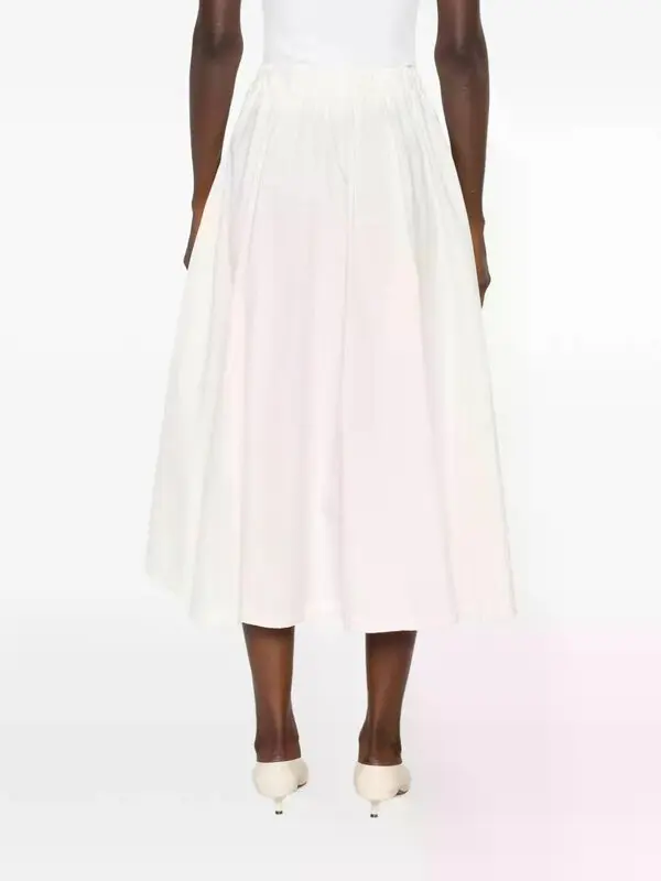 WHITE SAND Pleated A-line Midi Skirt