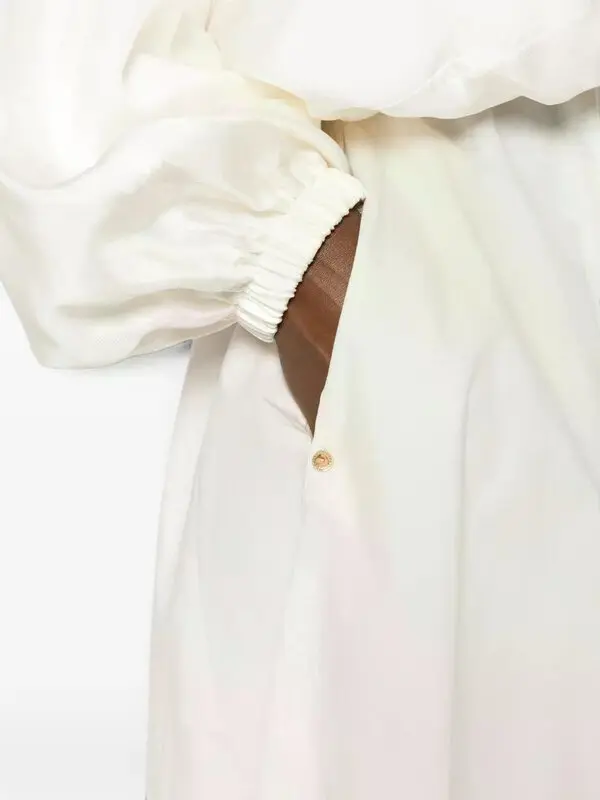 WHITE SAND Pleated A-line Midi Skirt