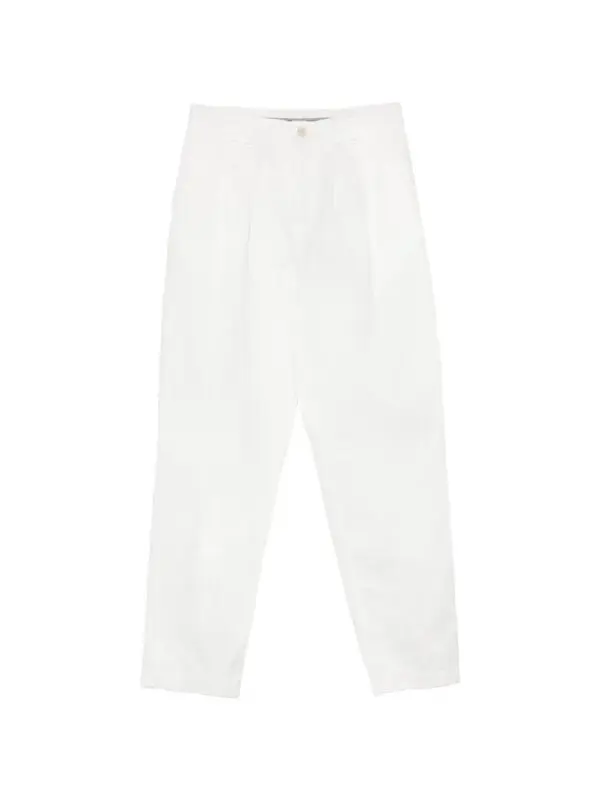 Canali Pleated Straight-leg Trousers - White