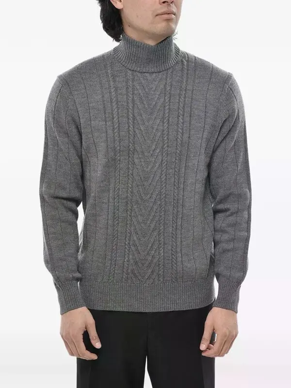 PAOLO PECORA Cable-knit Mock-neck Sweater - Grey