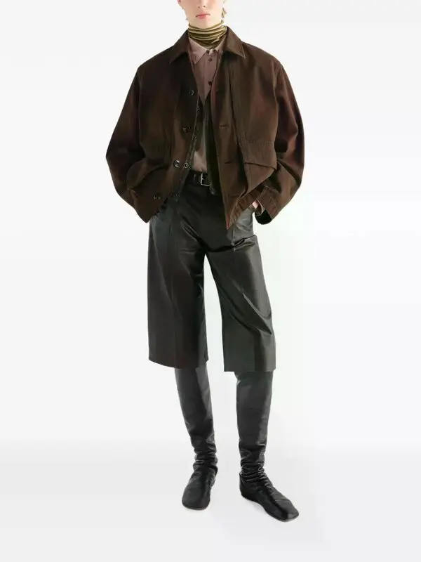 LEMAIRE Boxy Jacket In Heavy Garment-dyed Broken Twill - Brown