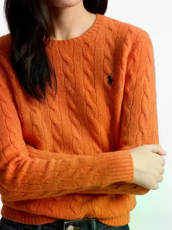 Polo Ralph Lauren Cable-knit Sweater With Embroidered Pony - Orange