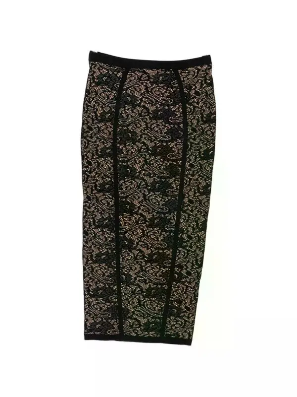 Elisabetta Franchi Lace-pattern Logo-detail Midi Skirt - Black