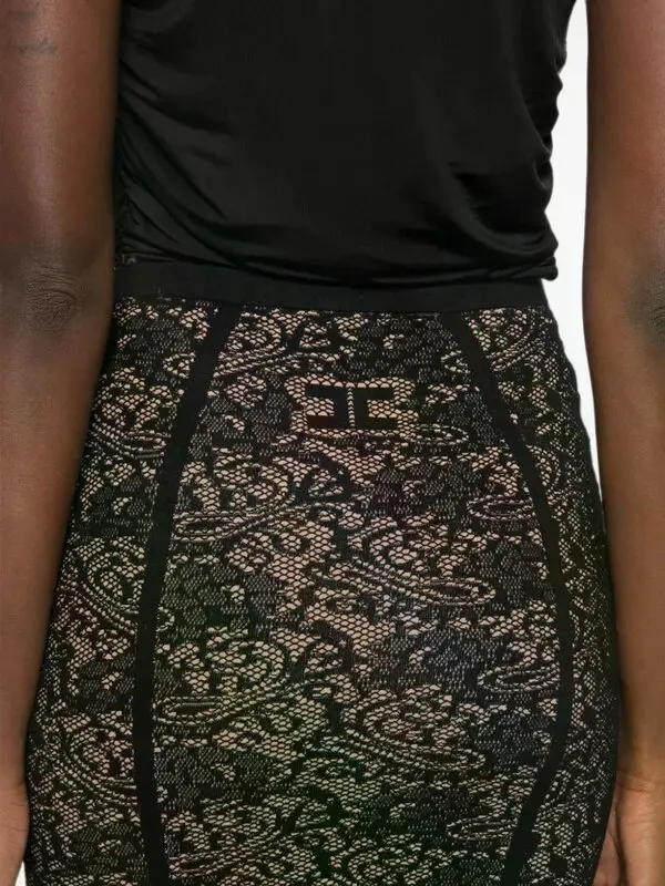 Elisabetta Franchi Lace Pattern Midi Skirt