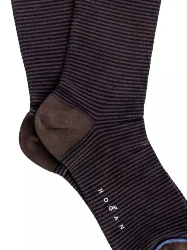 Hogan Striped Rib-trimmed Socks