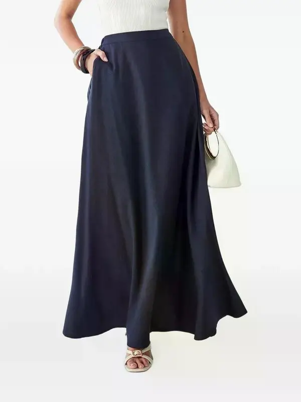 WILLA Isla High-waisted Flared Maxi Skirt - Blue