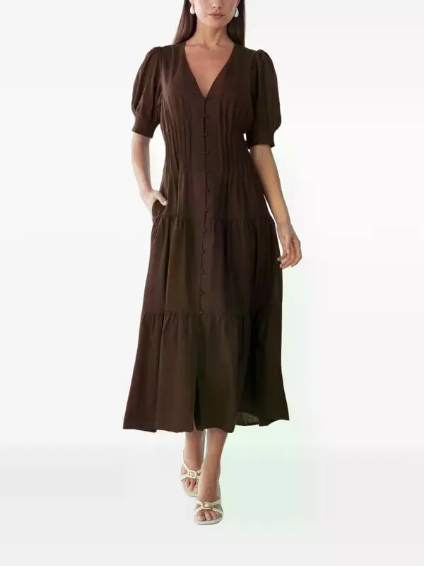 WILLA Apple V-neck Midi Dress
