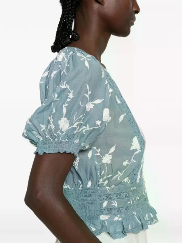 Alice + Olivia Embroidered Lace-trimmed Cotton Blouse