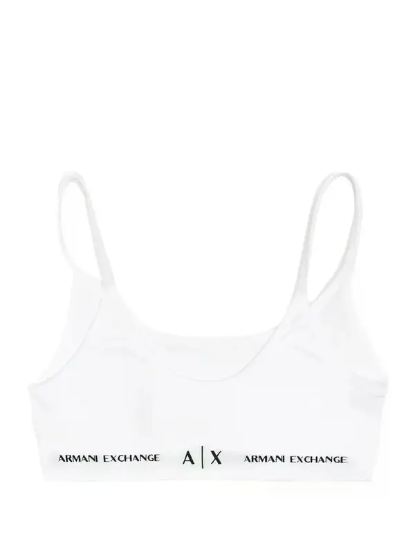 Armani Exchange Logo-tape Scoop-neck Bras - White