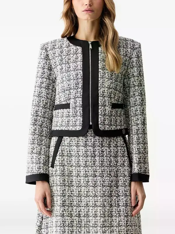 Karl Lagerfeld Pearl-embellished Tweed Jacket - Grey