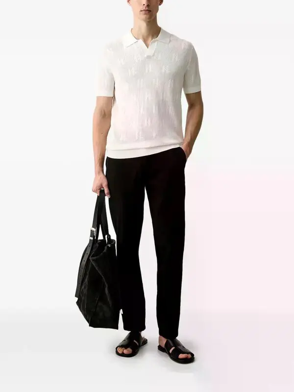 Karl Lagerfeld Monogram-knit Open-collar Polo Shirt