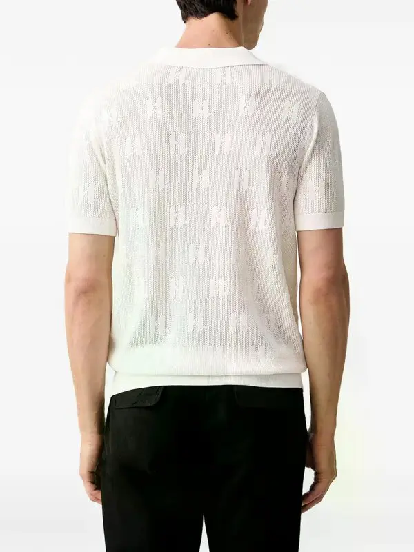 Karl Lagerfeld Monogram-knit Open-collar Polo Shirt